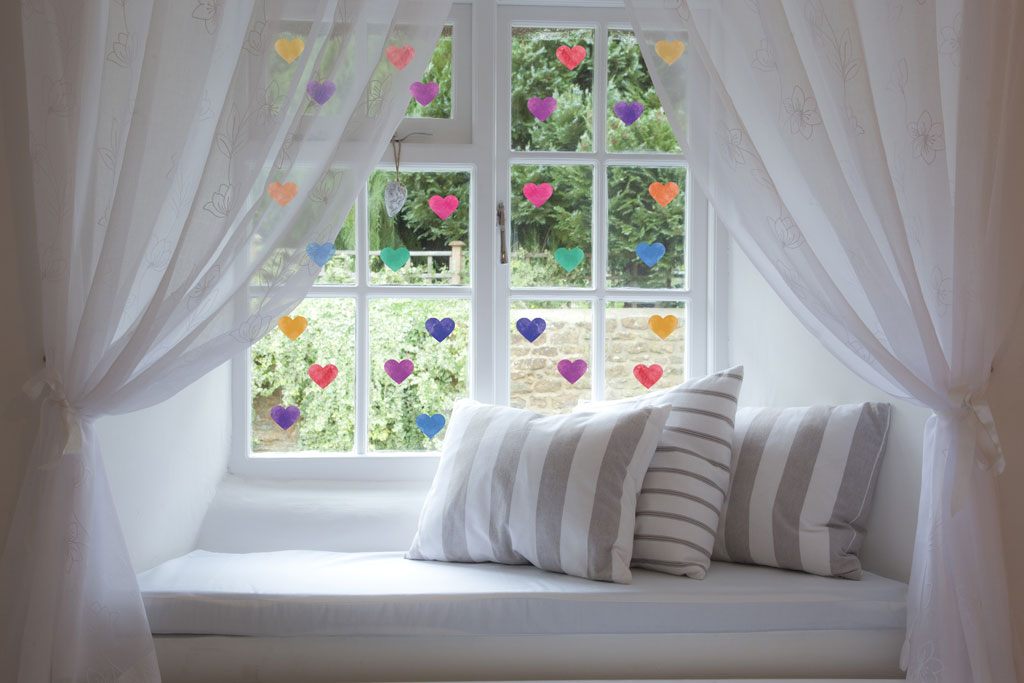 Stock Window Stickers :: Heart Window Stickers :: Watercolor Rainbow ...